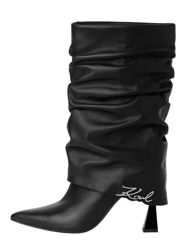 Karl Lagerfeld Debutante Midi Slouch Boots - Black