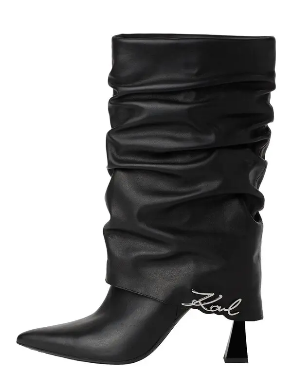 Karl Lagerfeld Debutante Midi Slouch Boots - Black