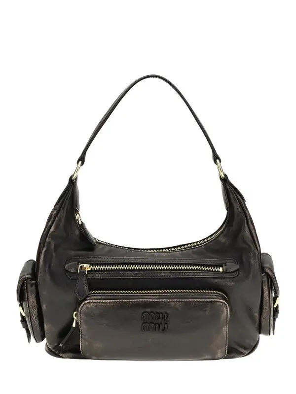 Miu Miu Leather Pocket Shoulder Bag - Brown