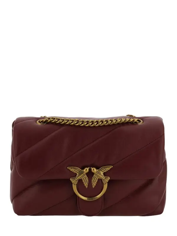 Pinko Love Classic Quilted Leather Shoulder Bag - Red