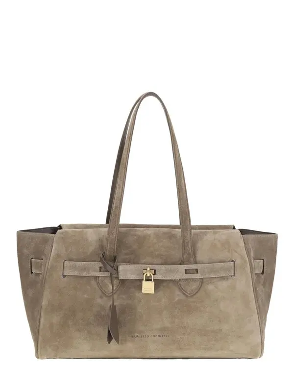 Brunello Cucinelli Suede Shoulder Bag - Beige