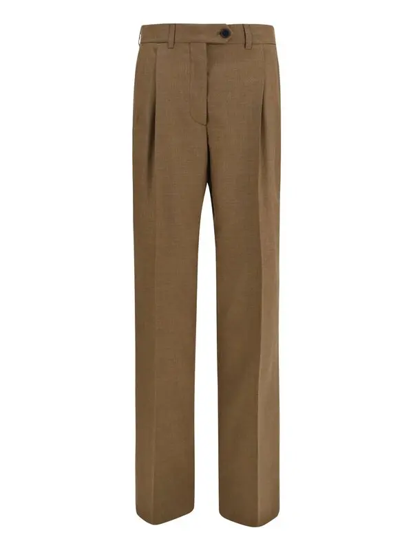 Prada Tailored Wool Wide-leg Pants - Brown