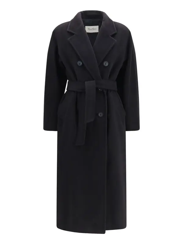 Max Mara 101801 Madame Double-breasted Wool & Cashmere Coat - Black