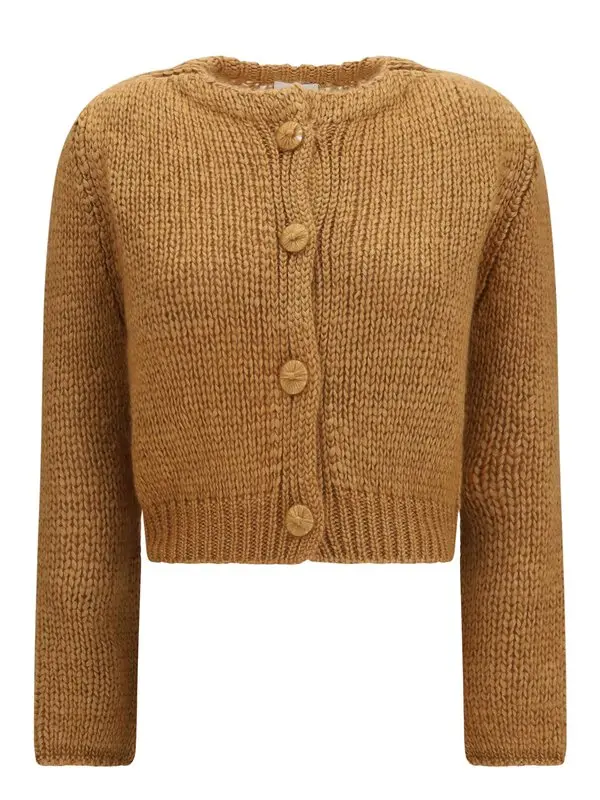 FORTE_FORTE Chunky Knit Button-front Cardigan - Brown