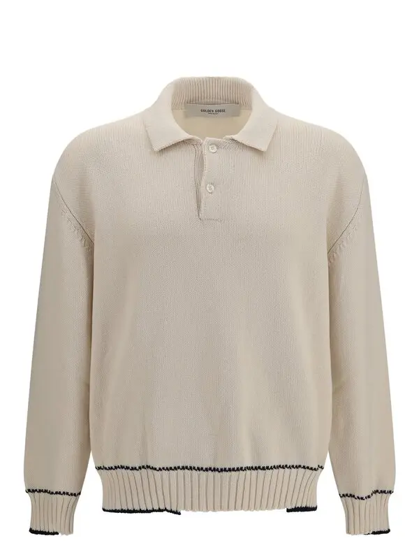 GOLDEN GOOSE Rindley Polo With Logo Print Ale - Cream