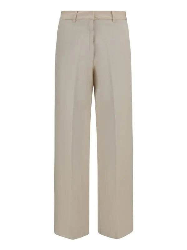 FORTE_FORTE Wide-leg Cotton Chino Trousers - Beige