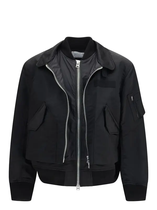 Sacai Cotton Chino And Nylon Twill Double Jacket - Black