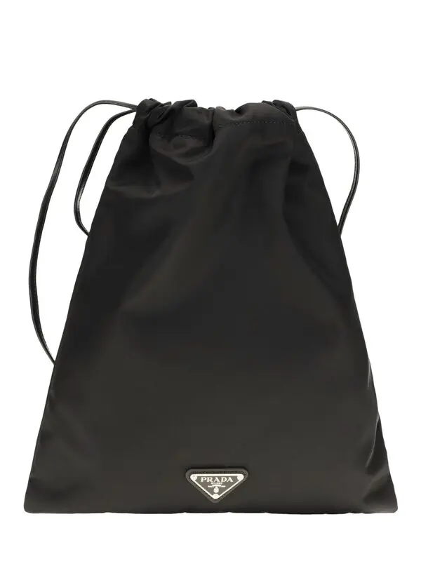 Prada Re-nylon Clutch With Drawstring Closure - Black