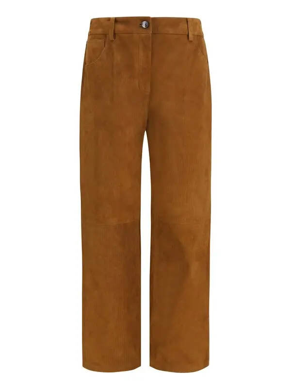 Magda Butrym Straight-leg Corduroy-effect Leather Pants - Brown