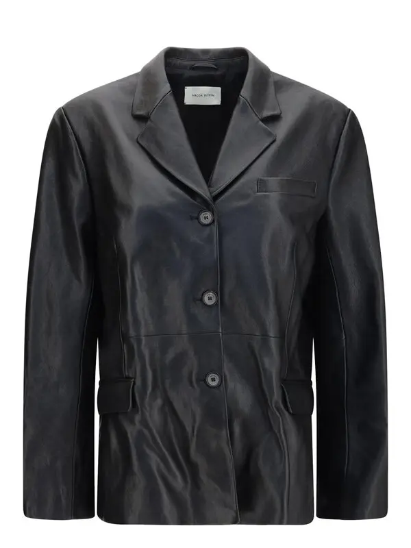 Magda Butrym Leather Blazer - Black