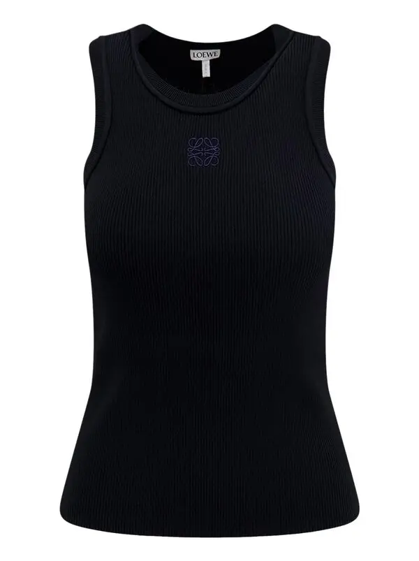 Loewe Anagram Ribbed Viscose Tank Top - Black