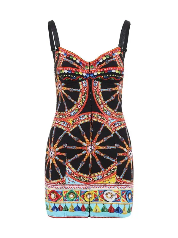 Dolce & Gabbana Charmeuse Carretto Mini Dress - Black