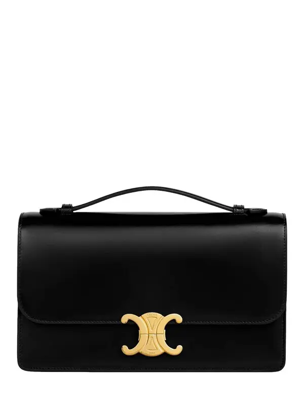 Celine Triomphe Leather Crossbody Bag - Black