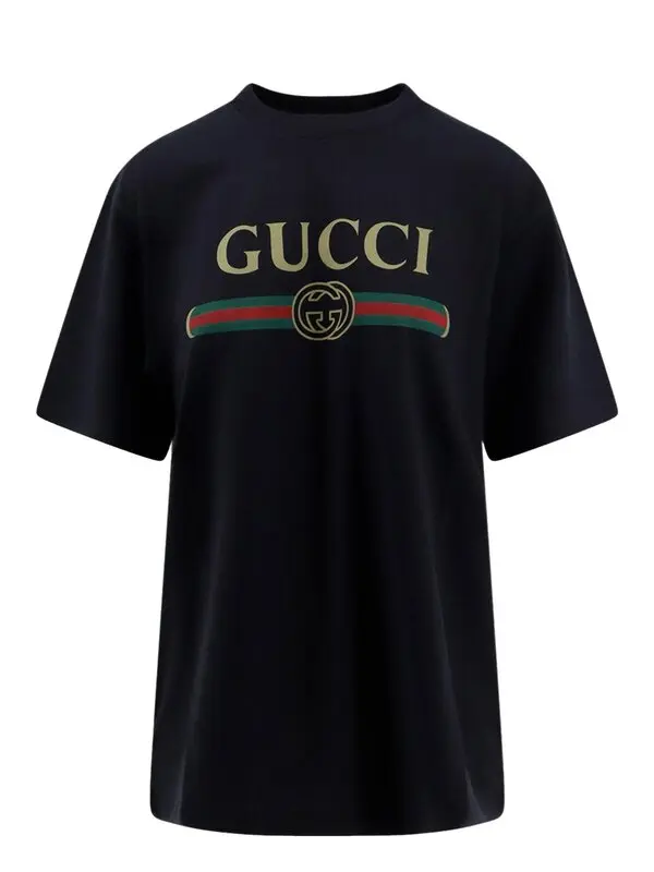 Gucci Cotton And Silk Blend T-shirt With Web Logo Print - Multicolor