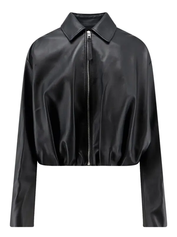 Loewe Cropped Leather Jacket With Asymmetrical Back Detail - Black
