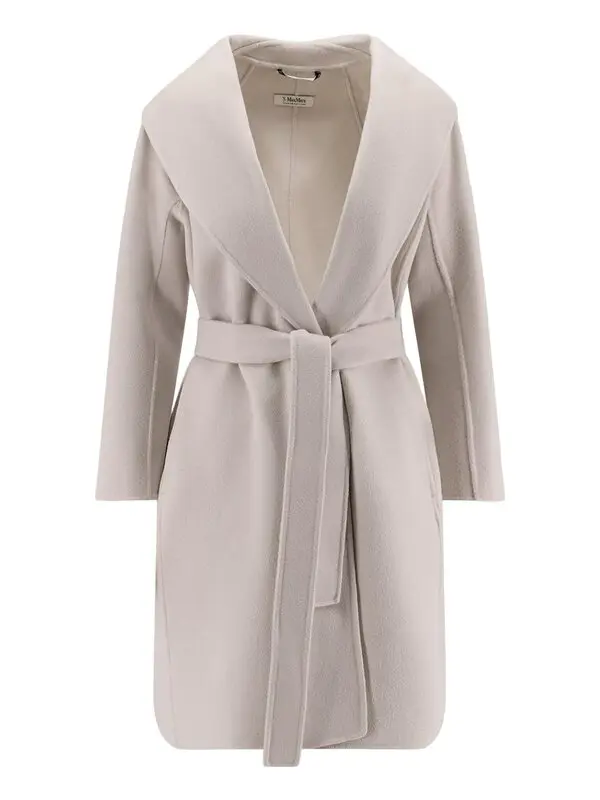 Max Mara Virgin Wool Belted Coat - Multicolor