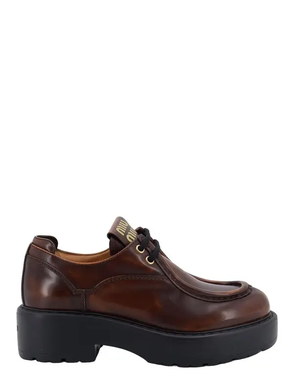 Miu Miu Leather Lace-up Platform Shoes - Multicolor