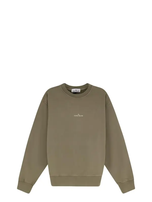 Stone Island Organic Cotton Crewneck Sweatshirt With Logo Print - Multicolor