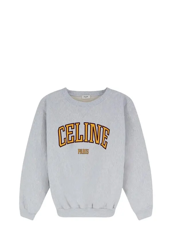 Celine Loose Fit Cotton Sweatshirt With Logo Print - Multicolor