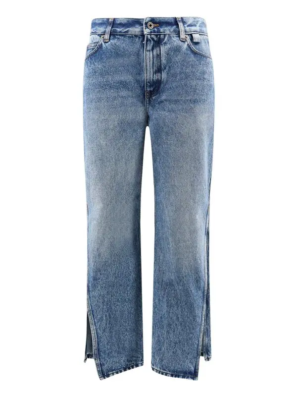 Loewe Blue Denim Jeans With Embroidered Logo - Multicolor