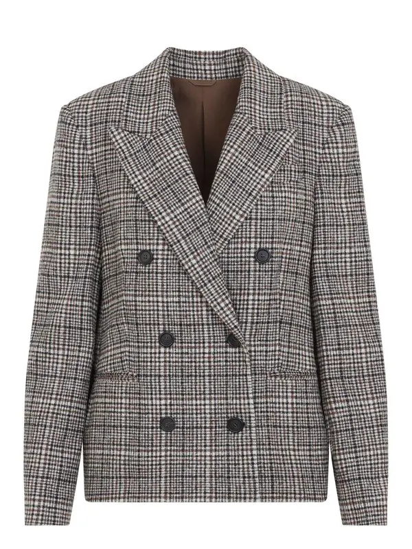Brunello Cucinelli Checked Double-breasted Jacket - Brown