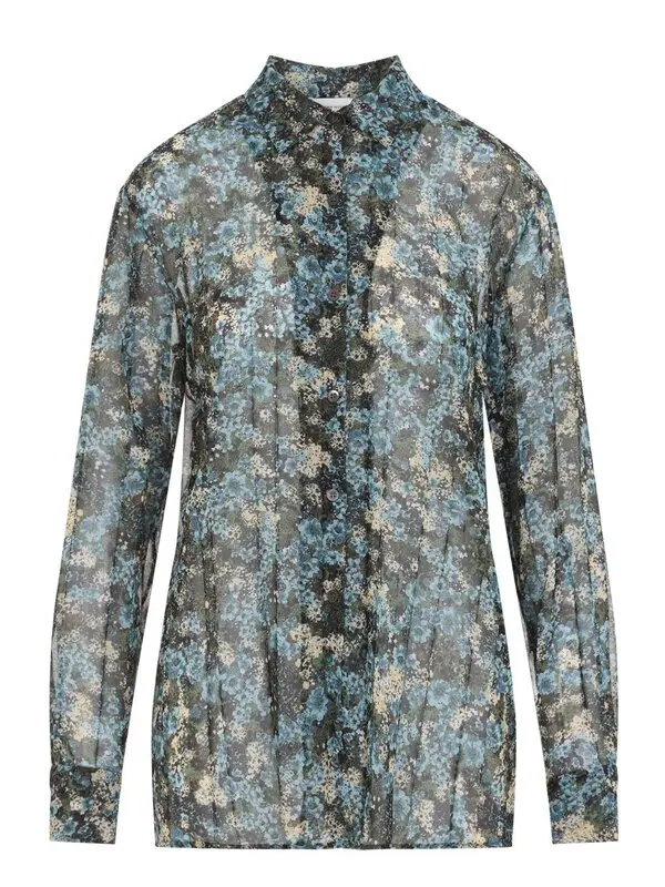 Dries Van Noten Floral Print Sheer Shirt - Blue