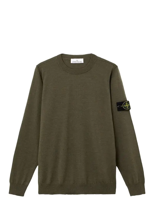 Stone Island Wool Sweater With Logo Patch - Multicolor