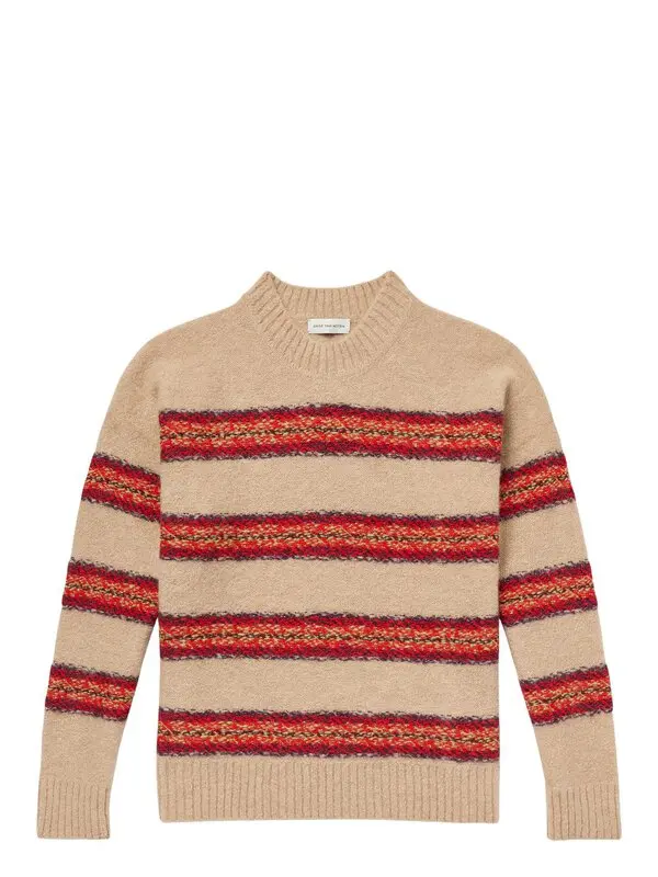 Dries Van Noten Master Striped Alpaca-blend Sweater - Neutrals