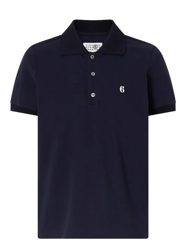 MAISON MARGIELA Cotton-piqué Polo Shirt With Logo Embroidery - Blue