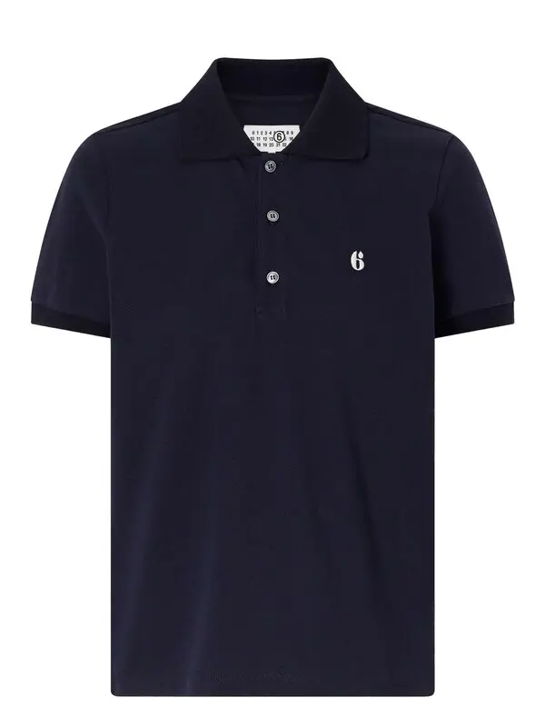 MAISON MARGIELA Cotton-piqué Polo Shirt With Logo Embroidery - Navy