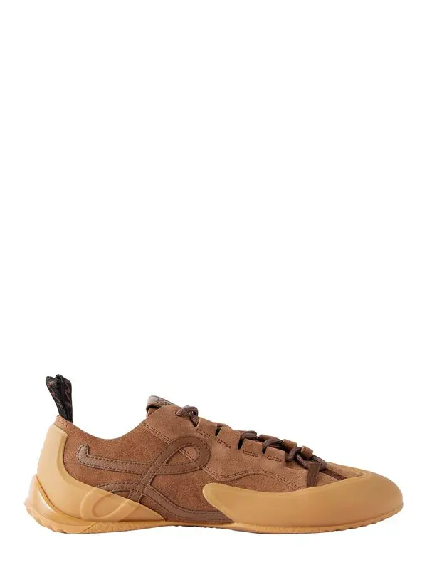 Loewe Grip Logo Detailed Suede And Tpu Sneakers - Tan