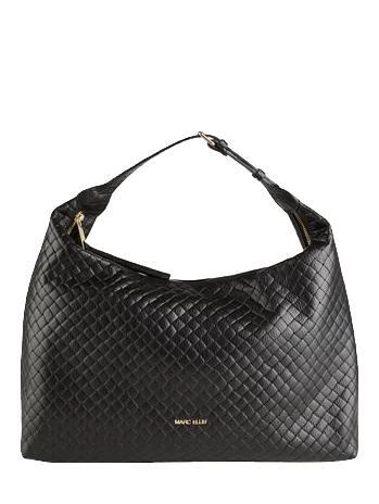 MARC ELLIS Dark Woven Leather Maxi Shoulder Bag - Black