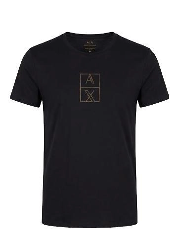 Armani Exchange Cotton Elastane T-shirt With Stud Appliqués - Black