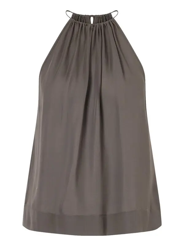NILI LOTAN Nikki Silk Halterneck Tank - Gray