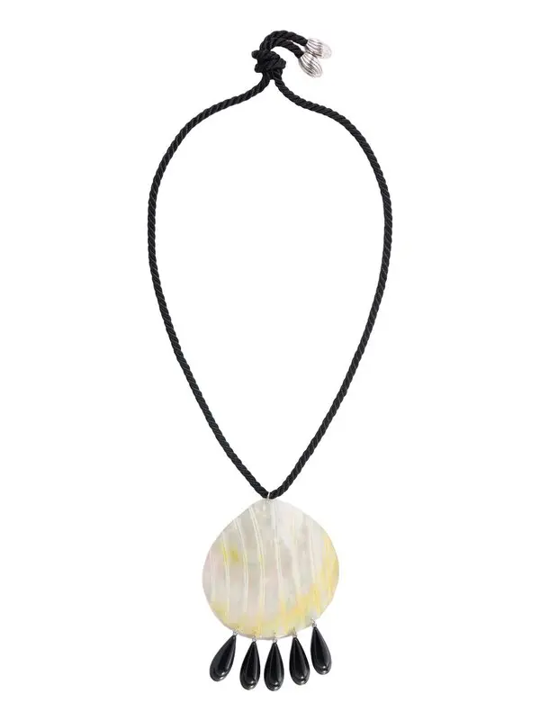 JULIETTA Rhodium-plated, Shell, Resin And Cord Necklace - Black