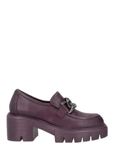 JEANNOT Plum Leather Embellished Loafers - Purple