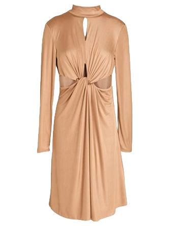 Dixie Bronze Polyester Elastane Cutout Mock Neck Mini Dress - Yellow