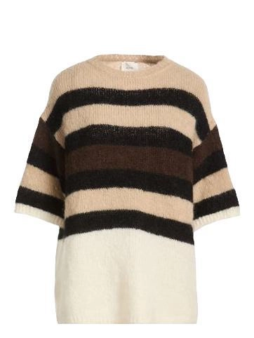 ALYSI Striped Mohair Wool Blend Sweater - Beige