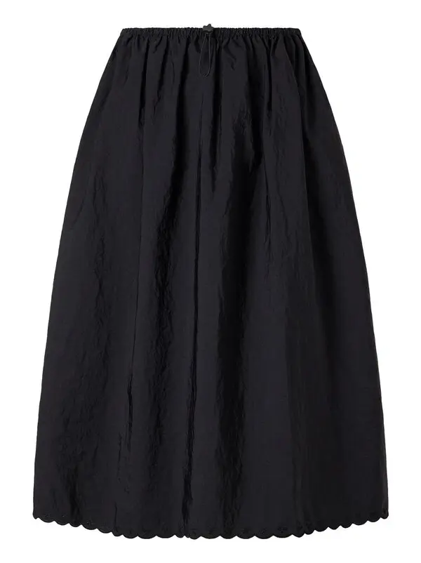 Cecilie Bahnsen Cbfiella' Embroidered Scalloped Taffeta Midi Skirt - Black