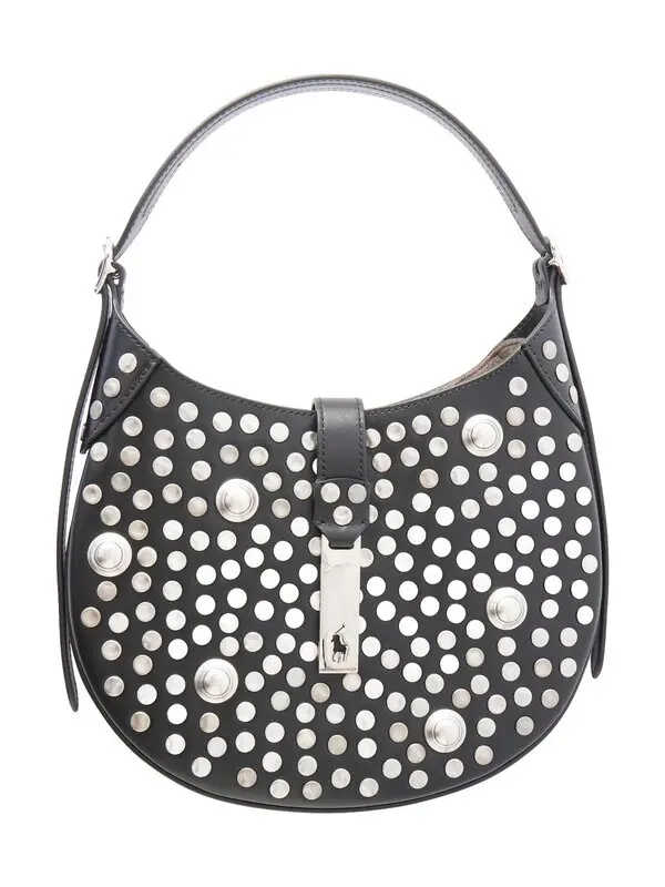 Polo Ralph Lauren Studded Leather Shoulder Bag - Black