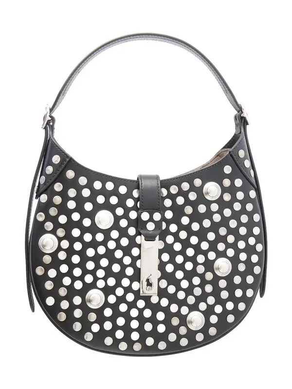 Polo Ralph Lauren Studded Leather Shoulder Bag - Black