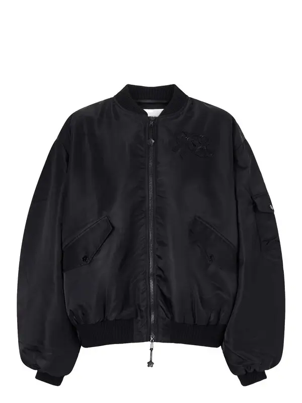 Cecilie Bahnsen Embroidered Knotted Shell Bomber Jacket - Black