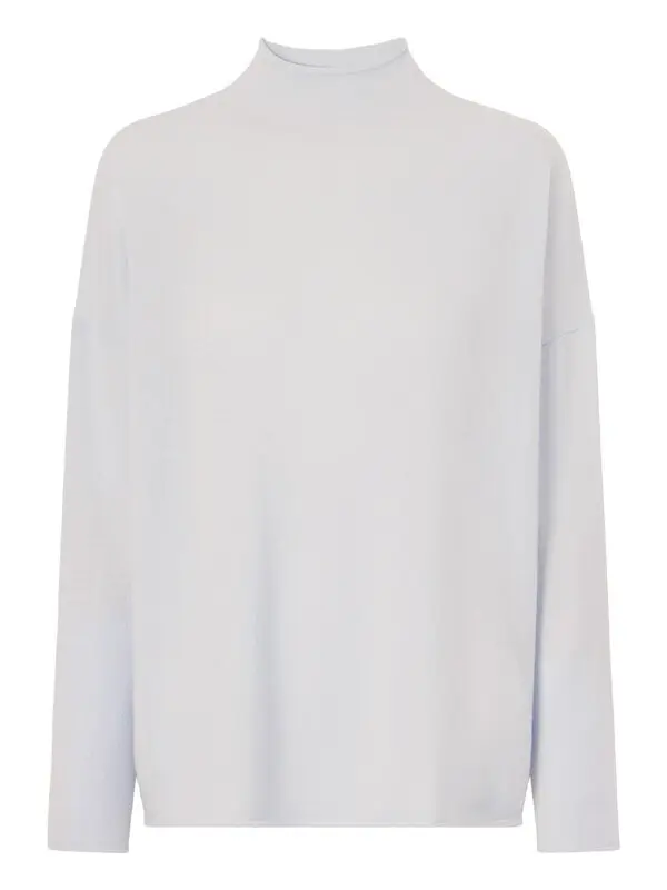 ALLUDE Cashmere Mock Neck Sweater - Blue