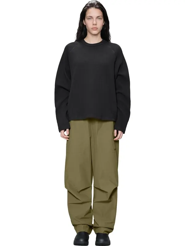Rains Waffle Long Sleeve T-shirt - Black