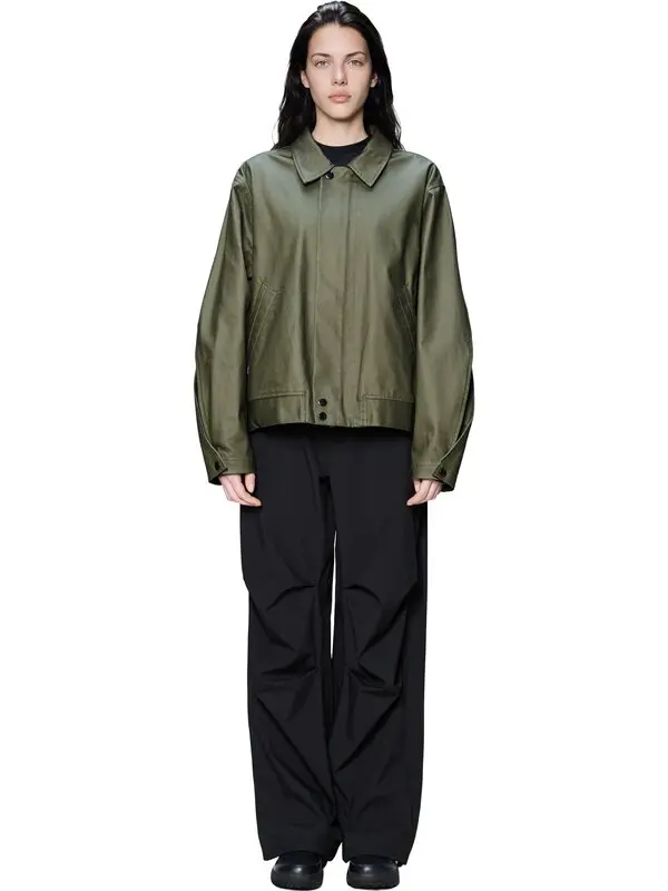 Rains Heavy Woven Overshirt With Water-repellent Coating - Moss
