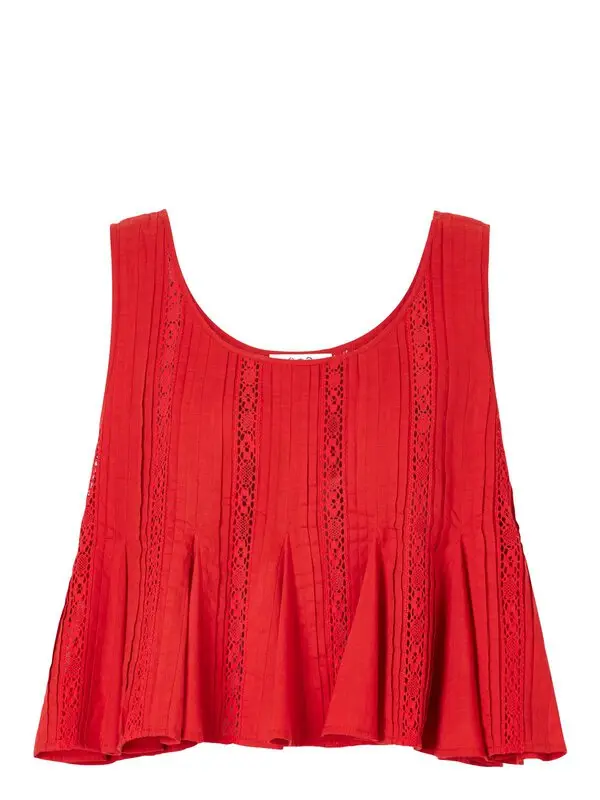 Sea Pippa Embroidered Cotton Tank - Red