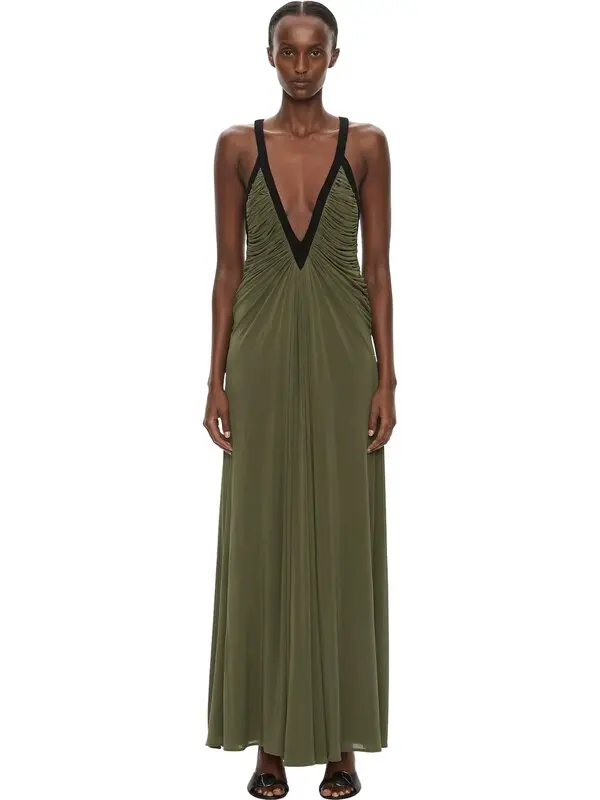 Christopher Esber Suspended Jersey Outline Maxi Dress - Khaki