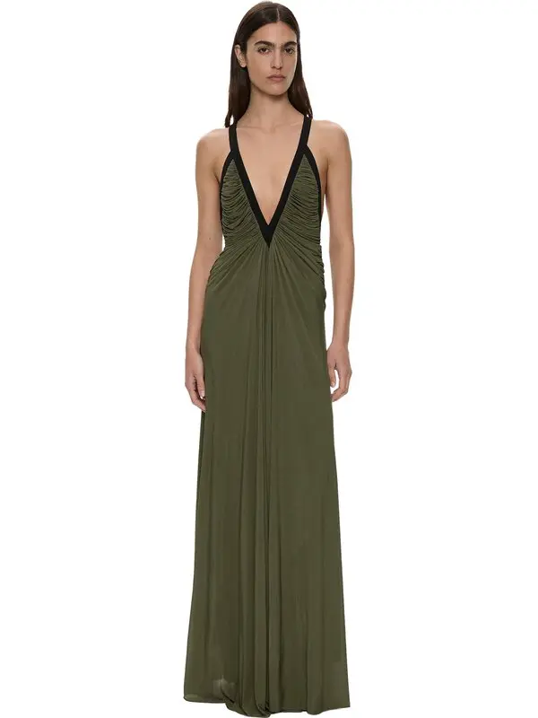 Christopher Esber Suspended Jersey Outline Maxi Dress - Khaki