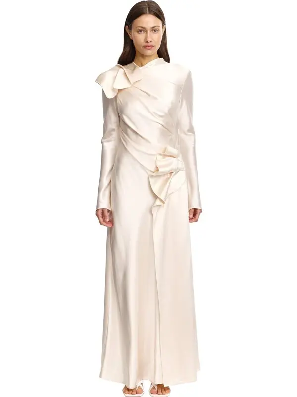 Acler Ramwark Maxi Dress In Satin - Pearl