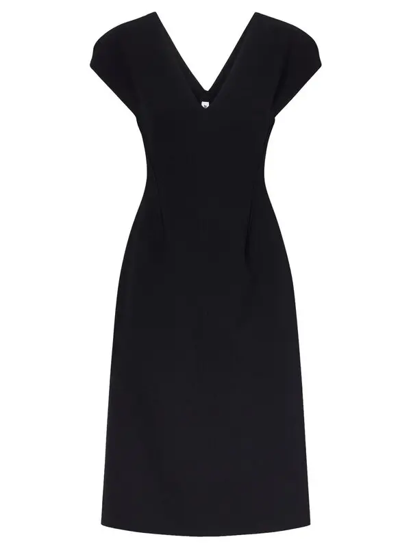 JIL SANDER Sleeveless Wool Midi Dress - Black
